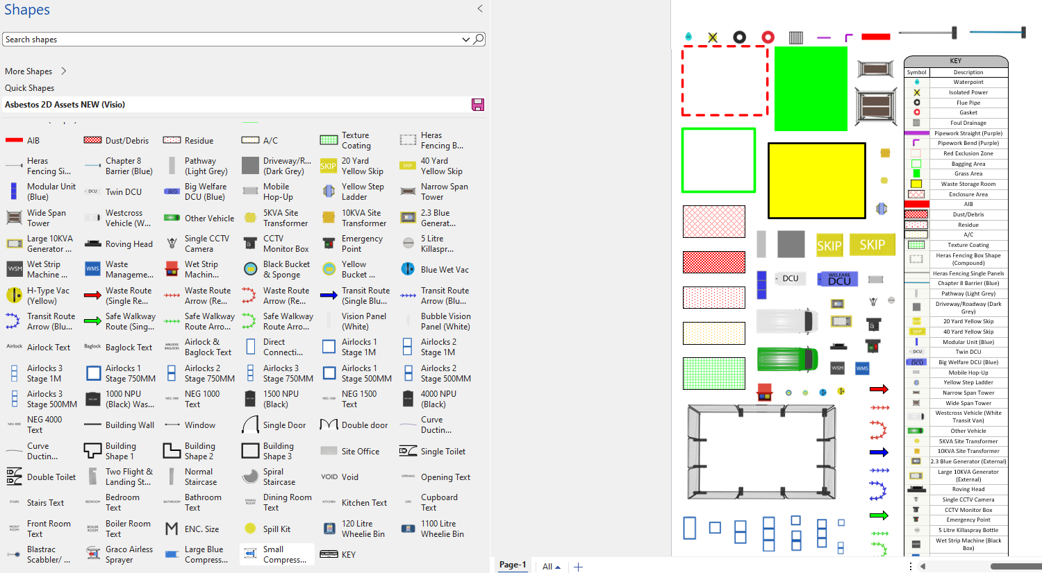 2D Asbestos Enclosure Drawing Assets | Professional Visio Symbols